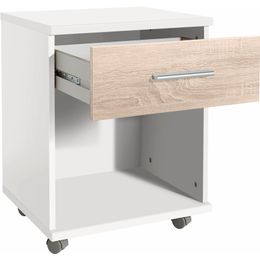 Rollcontainer wimex, B:46cm H:59cm T:45cm, wei&szlig;, Holzwerkstoff, Kunststoff, Metall, B&uuml;ro, Rollwagen, "Joker", Schrank mit 1 Schublade und offenes
