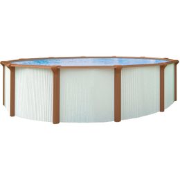Rundpool KWAD, H:132cm Ø:550cm, weiß, Schwimmbecken, "Green line Evolution", 5,5x1,32 white- wood, Folie in blau, sand oder grau erhältlich