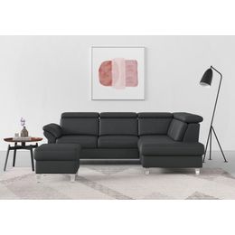 Sit & More Ecksofa SIT & MORE, B:245cm H:84cm T:194cm, schwarz, Wohnzimmer, Sofas, "Arngast L-Form", inklusive Kopfteilverstellung und Federkern