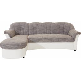 Ecksofa DOMO collection, B:231cm H:84cm T:142cm, wei&szlig;, Kunstleder SOFTLUX / Struktur ( 90% Polyester, 10% Polyacryl );NaturLEDER (echtes Rindsleder)