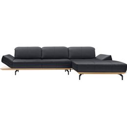Ecksofa, B:313cm H:117cm T:212cm, schwarz, CREATION BY ROLF BENZ, Flachgewebe DONNA (76% Polyester 24% Polyacryl);Leder OSKAR - echtes Leder,