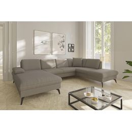 Sit & More Wohnlandschaft SIT & MORE, B:300cm H:83cm T:202cm, grau, 95% Polyester, 5% Polyamid, Sofas, "Morris Jubi U-Form, B: 300 cm", mit Armteilfunktion & 1