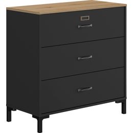 Schubkastenkommode GAMI, B:81cm H:82cm T:40cm, schwarz, Sideboards, "Manchester"