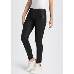 MAC Damen R&ouml;hrenhose "Skinny Zip", schwarz, Gr. 34, Web, Obermaterial: 52% Baumwolle, 46% Lyocell, 2% Elasthan, Hosen