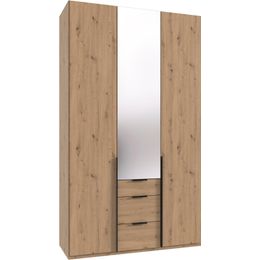 Dreht&uuml;renschrank wimex, B:135cm H:236cm T:58cm, schwarz, Holzwerkstoff, Schr&auml;nke, "Mugano", wahlweise mit oder ohne Spiegel, mit Schubladen