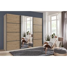 Schwebet&uuml;renschrank wimex, B:270cm H:208cm T:65cm, braun, Holzwerkstoff, Spanplatte, Schr&auml;nke, "Jork Kleiderschrank mit Spiegel, schwarze