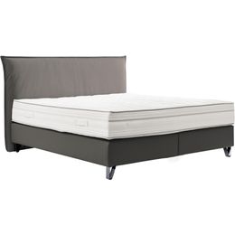 Boxspringbett Alina, B:200cm L:212cm, grau, Lederoptik TTN (84% Polyester, 16% Leder), Jugendzimmer, Komplettbetten, "Manrid in der Breite