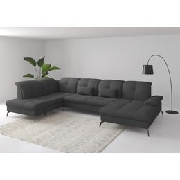 Sit & More Wohnlandschaft SIT & MORE, B:357cm H:90cm T:231cm, grau, 95% Polyester, 5% Polyamid, Sofas, "Amica, U-Form, inkl. Sitztiefenverstellung und