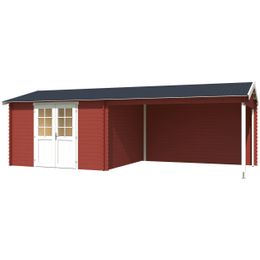 Gartenhaus Lasita Maja, rot, Holzwerkstoff, Gartenh&auml;user, "Amarillo, Schwedenrot", mit Anbau