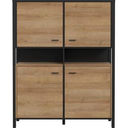 Highboard FORTE, B:121,3cm H:152,3cm T:40,2cm, schwarz, Dekorfolie, FSC-zertifizierter Holzwerkstoff, Wohnzimmer, Sideboards, "High Rock", Breite ca.