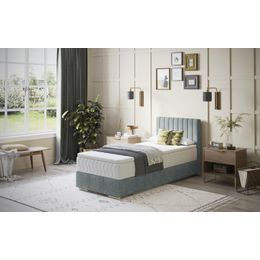 Boxbett Inosign, B:96cm L:208cm, blau, Baumwolle, Polyester, Komplettbetten, "Thor mit Bettkasten, inkl. Matratze, Topseller", Topper und Zierkissen,