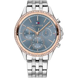 Tommy Hilfiger Damen Multifunktionsuhr "ARI", silber, Armbanduhren, Quarzuhr, Armbanduhr, Damenuhr, Datum, Glaskristalle, Edelstahlarmband
