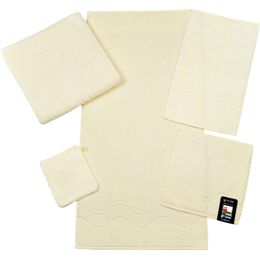 Waschhandschuh Ross, B:16cm L:22cm, beige, Frottier, Baumwolle, Handt&uuml;cher, "Cashmere feeling", mit Wellen-Bord&uuml;re