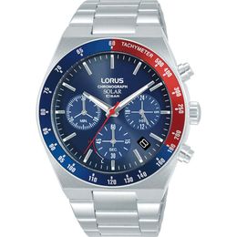 Lorus Herren Chronograph, silber, Armbanduhren, Armbanduhr, Solar, Herrenuhr, Edelstahlarmband, Datum, Stoppfunktion
