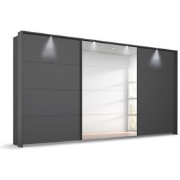 Schwebet&uuml;renschrank Rauch, B:368cm H:214cm T:68cm, grau, Holzwerkstoff, Schr&auml;nke, "Kleiderschrank Schrank Garderobe OTELI inkl. 3 Innenschubladen",