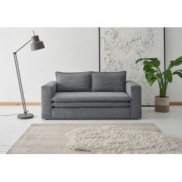 2-Sitzer Home Affaire, B:180cm H:83cm T:91cm, grau, Sofas, "PIAGGE", Hochwertiger Cord mit weicher Velours-Struktur