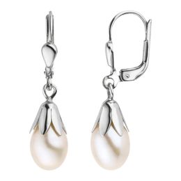 Jobo Damen Perlenohrringe, Perlen Wei&szlig;gold 333, wei&szlig;, Perlen, Wei&szlig;gold 333, Ohrringe, 333 Wei&szlig;gold mit S&uuml;&szlig;wasser-Zuchtperlen