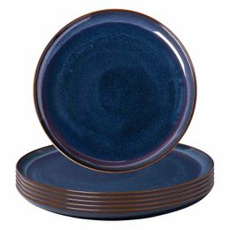 Speiseteller "Speiseteller Crafted Denim &oslash; 29 cm 6er Set dunkelblau", L:29cm, blau, LIKE. BY VILLEROY & BOCH, Speiseteller