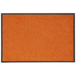 Fu&szlig;matte, B:40cm H:9mm L:60cm, orange, wash+dry by Kleen-Tex, Kunstfaser, Au&szlig;enbereich, Teppiche, "Trend Uni, Schmutzfangmatte, waschbar",