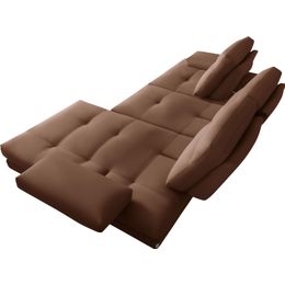 Ecksofa Calia italia, B:308cm H:90cm T:153cm, braun, Leder BULL (100% Leder), Wohnzimmer, Sofas, "Toby Wing, L-Form, Multifunktionssofa, edel und