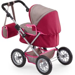 BAYER Kinder Puppenwagen "Trendy, rot/braun", rot, Kunststoff, Metall, Stoff, B:39cm H:68cm T:68cm, Puppenwagen, mit Wickeltasche