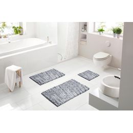 Badematte LINEA DUE, H:20mm, grau, Baumwolle, Polyester, Badematten, "Punto"