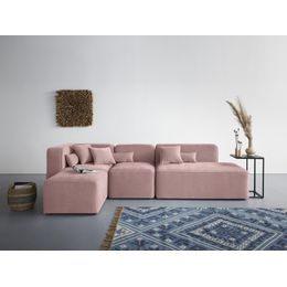 Ecksofa Home Affaire, B:303cm H:76,5cm T:93cm, rosa, 100% Polyester, Wohnzimmer, Sofas, "Sundstrup L-Form", Modulserie, individuelle Zusammenstellung