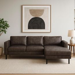 Ecksofa Places of Style, B:232cm H:81cm T:161cm, grau, 50% Leder, 40% Polyester, 10% Polyamid;Backing 60% Leder, Sofas, "Watkins, wahlweise mit