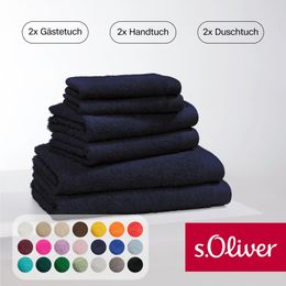 Handtuch Set s.Oliver, blau, Walkfrottier, Obermaterial: 100% Baumwolle, Handtuch-Sets, "s.Oliver, Premium Qualit&auml;t, 600 gr/m&sup2;", 2 G&auml;stet&uuml;cher 30x50,