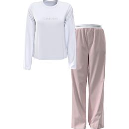 Damen Schlafanzug "LS PANT SET", Calvin Klein Underwear, Gr. XS, weiß, Web, Obermaterial: 100% Baumwolle, unifarben, Homewear-Sets, Mit elastischem