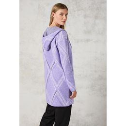 Cecil Damen Cardigan, lila, Gr. L, bedruckt, Stoff, 42% Polyacryl, 31% Polyester, 27% Baumwolle, Strickjacken, mit grafischem Muster