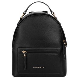 Cityrucksack Bugatti "ELLA SAFFIANO", Gr. B/H/T: 23cm x 28cm x 11cm, onesize, schwarz, Polyurethan (100%), Rucksäcke