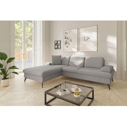 Sit & More Ecksofa SIT & MORE, B:247cm H:83cm T:171cm, grau, 95% Polyester, 5% Polyamid, Wohnzimmer, Sofas, "Morris Jubi L-Form, B: 247 cm", mit Armteilfunktion