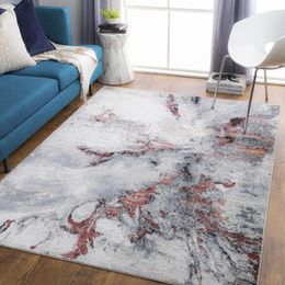 Teppich LIVABLISS, B:160cm H:10mm L:220cm, grau, Kunstfaser, Polyester, Wohnzimmer, Teppiche, "NEW YORK", Moderner Designerteppich in Marmor Optik,