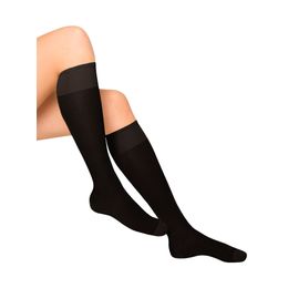 Damen Stützkniestrümpfe, schwarz, 84% Polyamid, 16% Elasthan, Socken