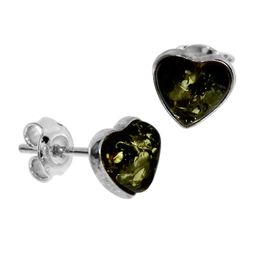 OSTSEE-SCHMUCK Damen Paar Ohrstecker "- Herz - Silber 925/000 - Bernstein", Silber 925 (Sterlingsilber), silber, Silber 925 (Sterlingsilber), Ohrringe