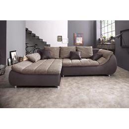 Ecksofa Inosign, B:270cm H:90cm T:170cm, braun, Microfaser PRIMABELLE (100% Polyester) / Struktur (82% Polyester, 9% Viscose, 7% Baumwolle, 2%