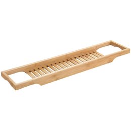 Badewannenbrücke Wenko, B:70cm H:4,5cm L:16cm, beige, Bambus, Badewannenbretter, "Bambusa", BxTxH: 70x16x4,5 cm, Badewannenablage aus Bambus