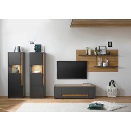 Wohnwand Inosign, B:340cm H:170cm T:45cm, grau, Wohnzimmer, Kastenmöbel-Sets, "City/Giron"