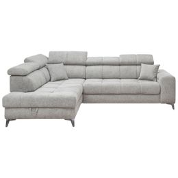 Ecksofa, B:282cm H:86cm T:198cm, grau, ED EXCITING DESIGN, 92% Polyester, 8% Nylon, Wohnzimmer, Sofas, "Sydney L-Form", motorischer
