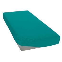 Spannbettlaken my home, B:160cm L:200cm, blau, Microfaser-Jersey, Obermaterial: 100% Polyester, Bettlaken, "PAPRIKA", Bettlaken, Laken, in zwei