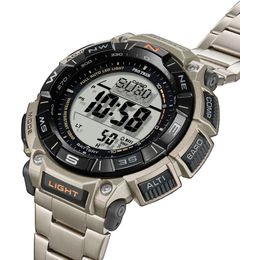 Casio PRO TREK Herren Chronograph, silber, Armbanduhren, Quarzuhr, Armbanduhr, Herrenuhr, Solar, Stoppfunktion, Weltzeit