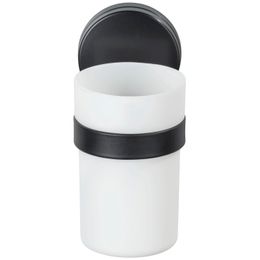 Zahnputzbecher Wenko, B:6,5cm H:12cm L:9cm, schwarz, Kunststoff, Stahl, Zahnputzbecher, "Static-Loc Plus Pavia", Befestigen ohne Bohren