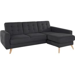 Ecksofa, B:222cm H:87cm T:156cm, grau, exxpo - SOFA FASHION, Samtvelours (100% Polyester);Webvelours (100% Polyester), Wohnzimmer, Sofas, "Nappa,