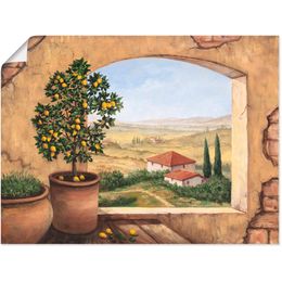 Wandbild Artland, B:60cm H:45cm, beige, Wohnzimmer, Bilder, "Fenster in der Toskana", als Alubild, Outdoorbild, Leinwandbild, Poster, Wandaufkleber