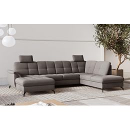 Sit & More Wohnlandschaft SIT & MORE, B:319cm H:92cm T:212cm, grau, 100% Polyester, Sofas, "Zora", wahlweise mit Bettfunktion und Bettkasten
