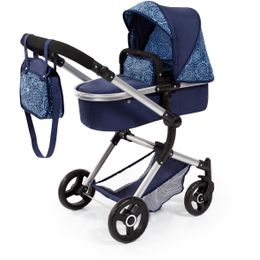 BAYER Kinder Kombi-Puppenwagen "Vario, Blau", blau, Kunststoff, Metall, B:42cm H:86cm T:65cm, Puppenwagen, inkl. Wickeltasche