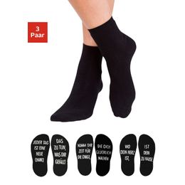 Arizona Damen Kuschelsocken, Gr. 39, schwarz, Baumwolle, Elasthan, Polyamid, uni und gemustert, Socken, mit Antirutsch in Form eines Spruches