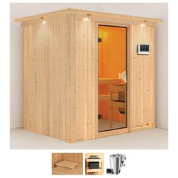 Karibu Sauna "Finja", Bio-Kombiofen, externe Steuerung, 3,6 kW, beige, Saunen, Ofen 3,6 kW Bio-Ofen externe Strg. easy