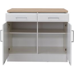 Unterschrank KOCHSTATION, B:100cm H:85cm T:60cm, wei&szlig;, Holzwerkstoff, MDF, K&uuml;che, Schr&auml;nke, "KS-Stockholm", hochwertige MDF-Fronten